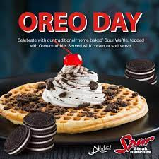 Oreo Waffle Half Our traditional ‘home baked’ Spur Waffle, topped with ...